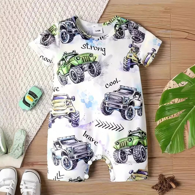 Baby Kid Boys Car Print Print Rompers Wholesale 240701176 | Rioco Kidswear